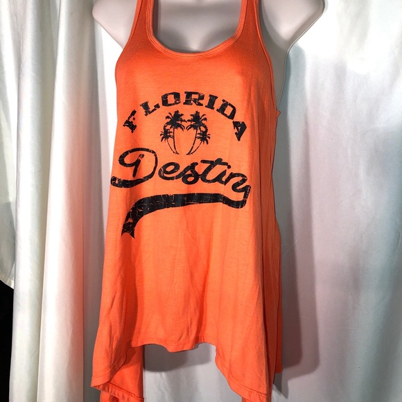 Beach By Exist | Tops | Orange Racer Back Destin Florida Tank Top ...
